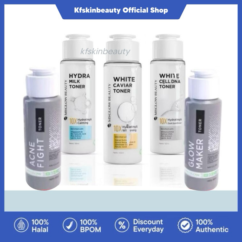 Jual MS GLOW - TONER ACNE FIGHT - TONER GLOW MAKER - TONER WHITE CAVIAR ...