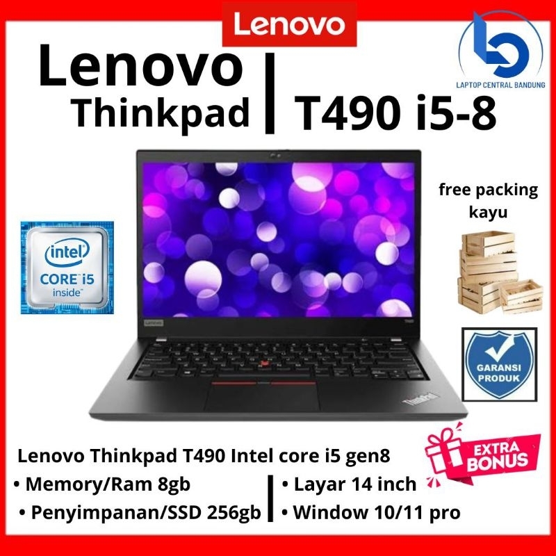 Jual Laptop Lenovo T490 Core i5 gen8 Ram 8Gb Ssd 256Gb Original ...