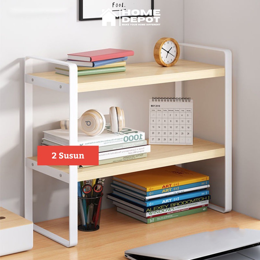 Jual Rak Buku Minimalis Kayu Besi Estetik Meja Serbaguna Aesthetic 2 ...