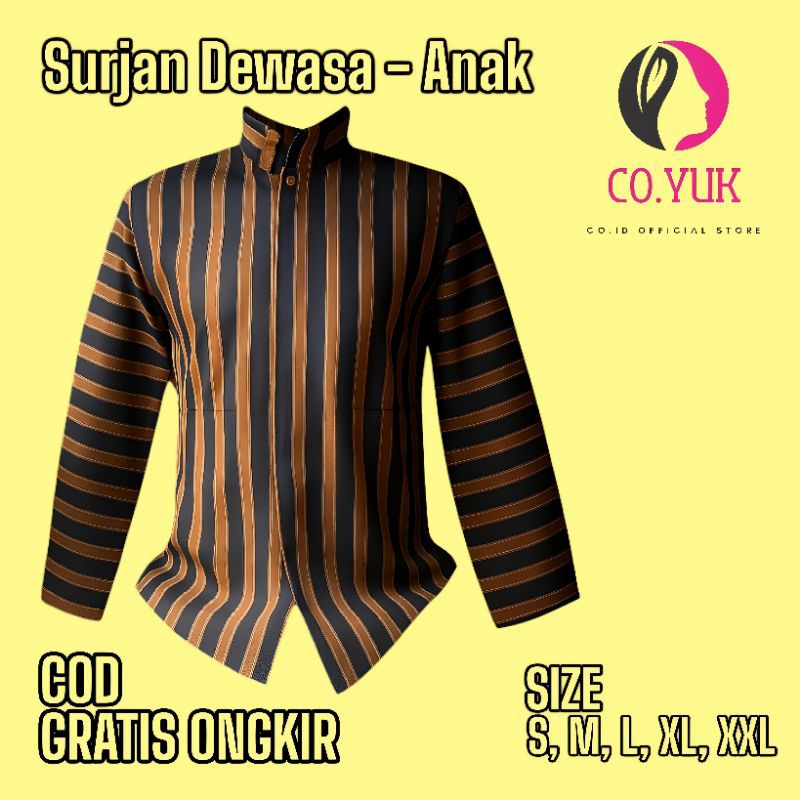 Jual [ Co.Yuk ] Surjan Lurik Coklat Dewasa & Anak – Atasan Baju Adat Jawa Tenun Lurik Elegan ...