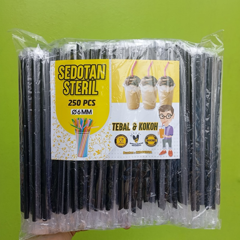 Jual 250PCS Sedotan Steril hitam 6mmx20cm higienis straw sedotan ...