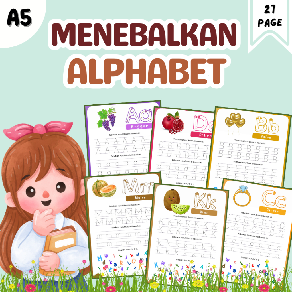 Jual Worksheet Menebalkan Huruf A-Z | Tracing Alphabet | Latihan Menulis Anak PAUD TK | Shopee ...