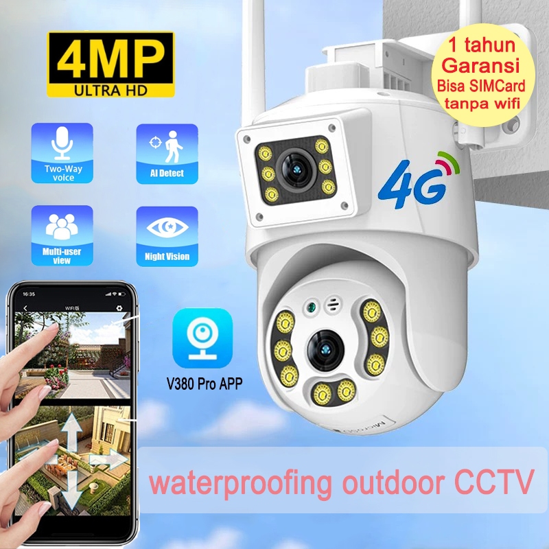 Jual cctv simcard 4g V380 pro 2 kamera outdoor waterproof kamera pakai ...