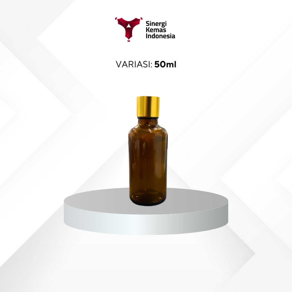 Jual Botol Kaca Amber Essential Oil Dropper 50 ml Tutup Gold Polos ...