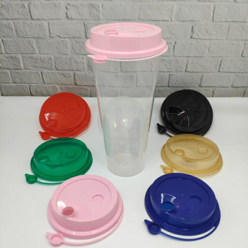 Jual CUP Gelas PP Injection 22oz 700ml+ Tutup Bening Hitam Putih Hijau ...