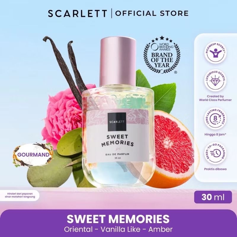Jual Scarlett Whitening Eau De Parfum Sweet Memories 30ml - EDP Parfum ...