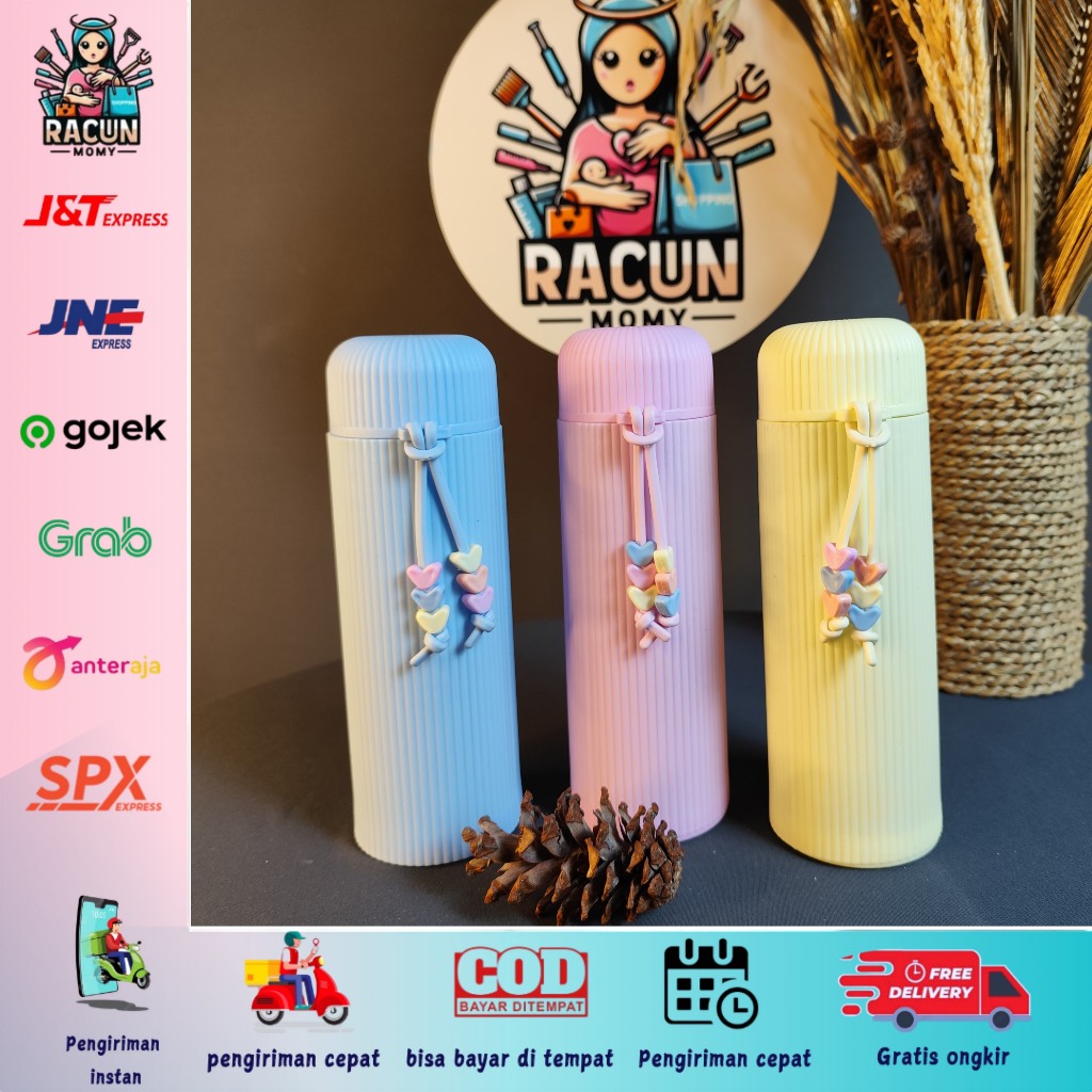 Jual Botol Makaron / Tumbler Maccaron / Botol Kaca Macaron 400 ML ...