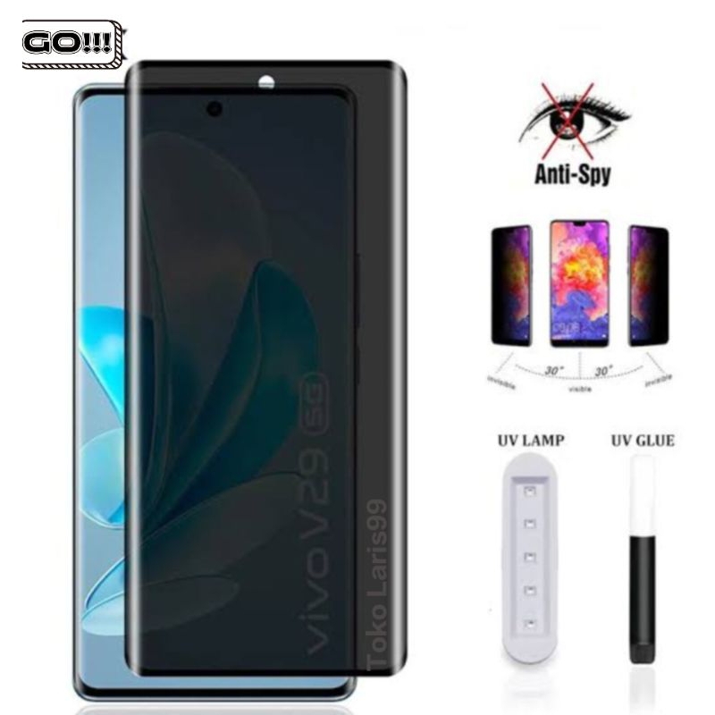 Jual Anti Gores Privasi Vivo V29 5G Tempered Glass Spy privasi UV Full Screen Layar | Shopee ...