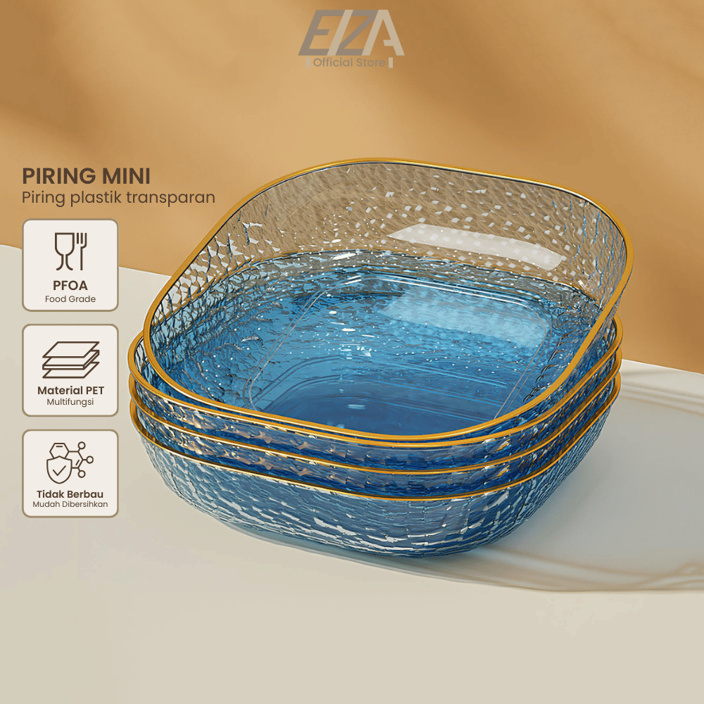 Jual [BLUE] Piring Saji Mini Kotak Diamond Cantik Transparan Kotak Lauk ...