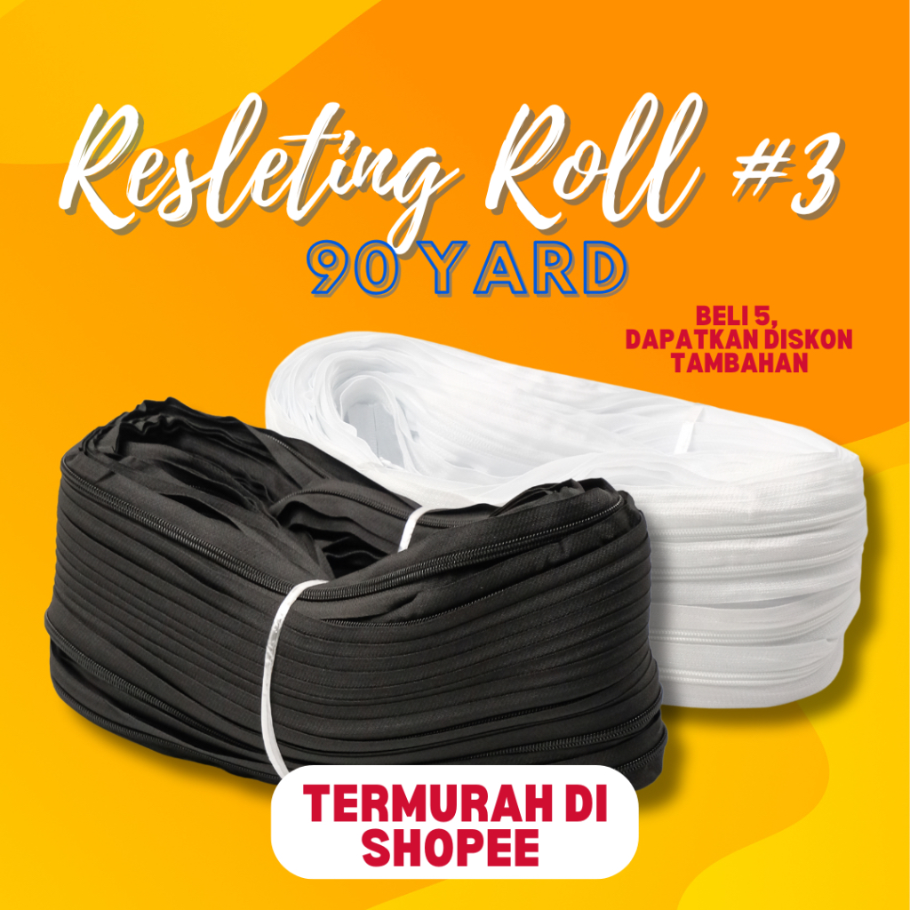 Jual DAUN RESLETING NO 3 GIGI NYLON (90 YARD) HITAM PUTIH - HARGA MURAH ...