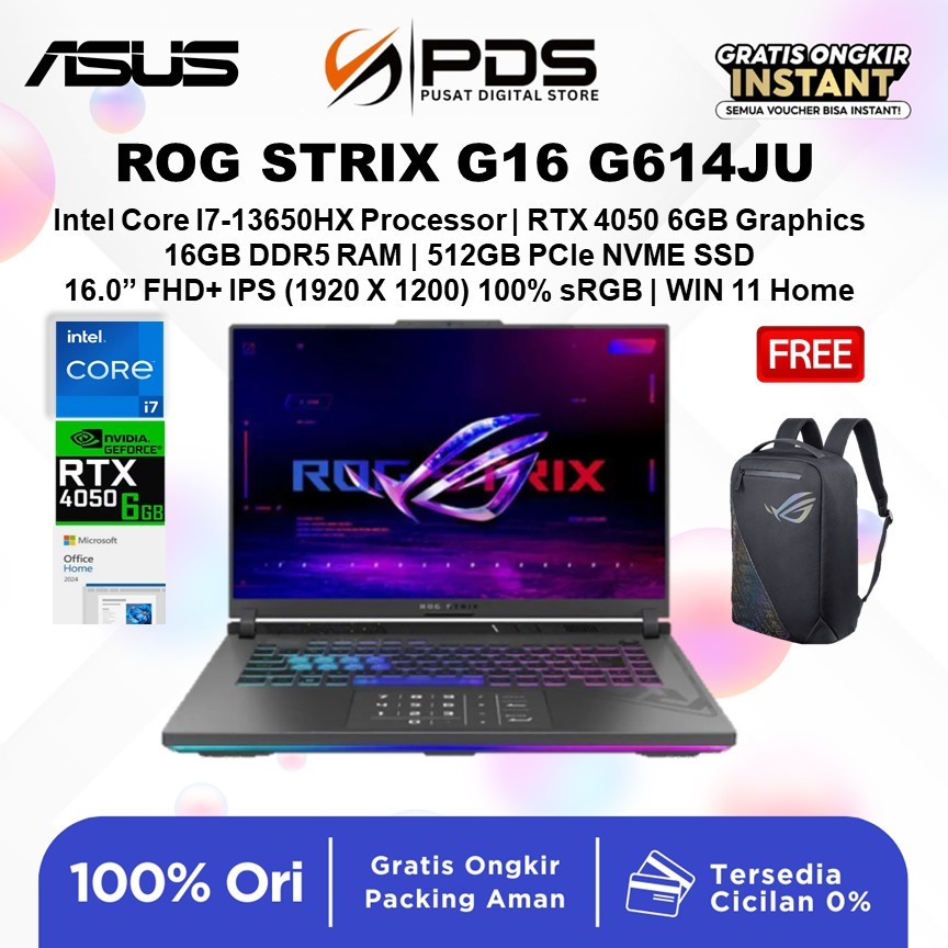 Jual ASUS ROG Strix G16 G614JU Intel Core I7-13650HX Ram 16GB SSD 512GB ...
