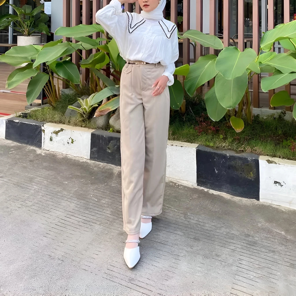 Jual ORO Pants Knit Highwaist – Celana kulot Loose Pants - Chersy Store ...