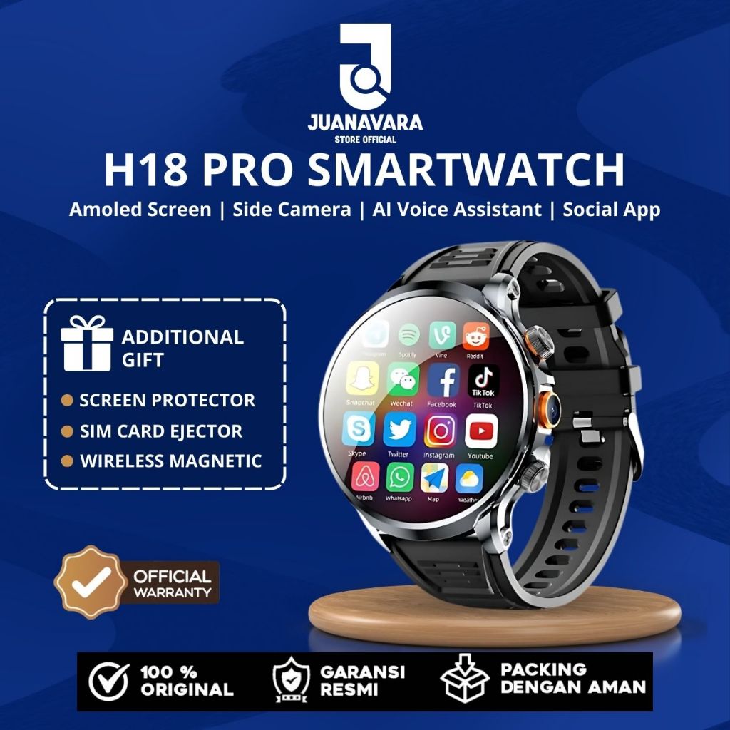 Jual H18 PRO Smartwatch Android 8.1 Ultra | 4G/5G Slot SIM Kamera | NFC | Ram 8GB & Rom 128GB ...