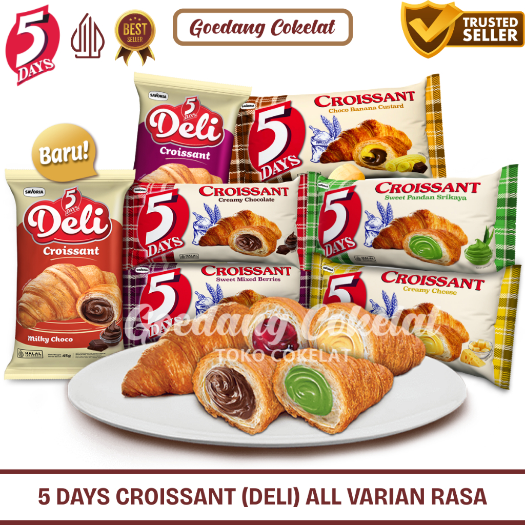 Jual 5 DAYS DELI CROISSANT Kroisan Roti Puff Pastry Rasa Chocolate ...