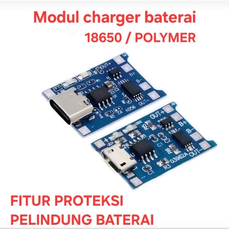Jual Modul Cas baterai 18650 + Pelindung proteksi ( Tipe C dan Micro ...