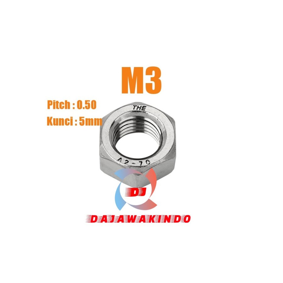 Jual Mur SS 304 / M3 Hex Nut Stainless Steel | Shopee Indonesia