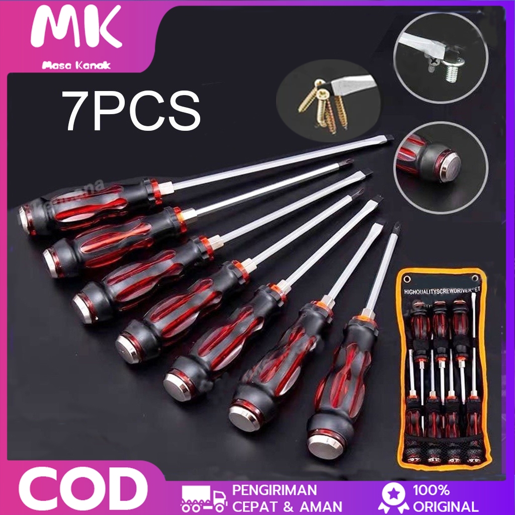 Jual Ready stock- Obeng Set 7Pcs/Obeng Tembus/Obeng Magnet Min Dan Plus ...