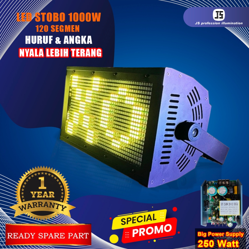 Jual STROBO JS LED 1000 Watt 120 Segmen HIGHLIGHT real watt/ Bisa huruf ...
