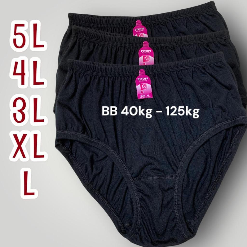 Jual 6 Pcs & 12 Pcs Celana Dalam Wanita Jumbo Hitam 5L 4L 3L XL CD Ibu Hamil Big Size Elastis CD ...