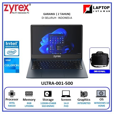 Jual LAPTOP Zyrex Ultra Core N100 Ram 8GB SSD 128GB+256GB Windows 11 ...