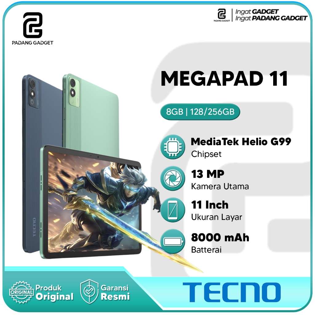 Jual Tecno Megapad 11 8+8/128 & 8+8/256GB Pad Tablet Gaming Original ...