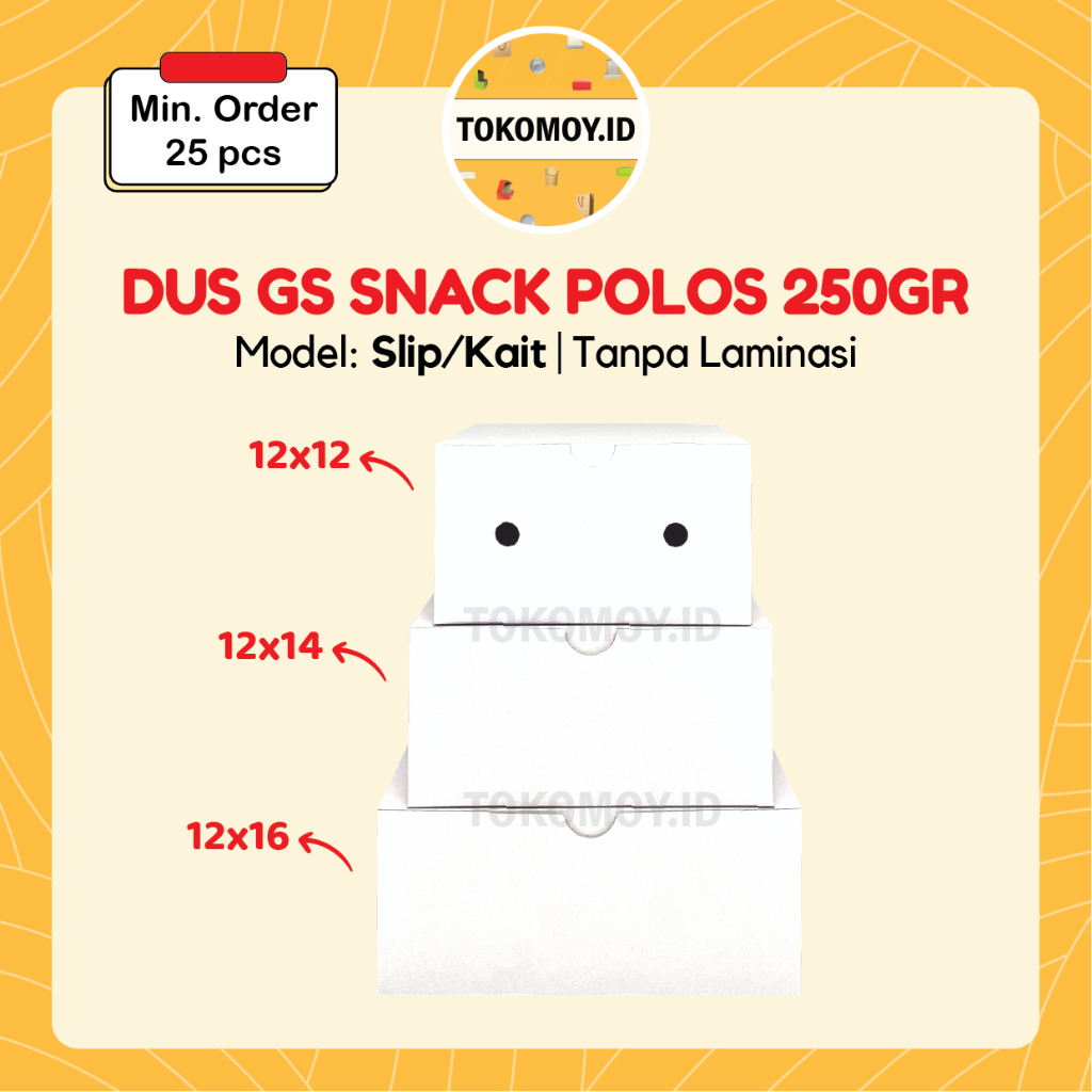 Jual Dus Snack GS Polos Uk. 12x12 , 12x14 , 12x16 Tanpa Laminasi Tebal ...