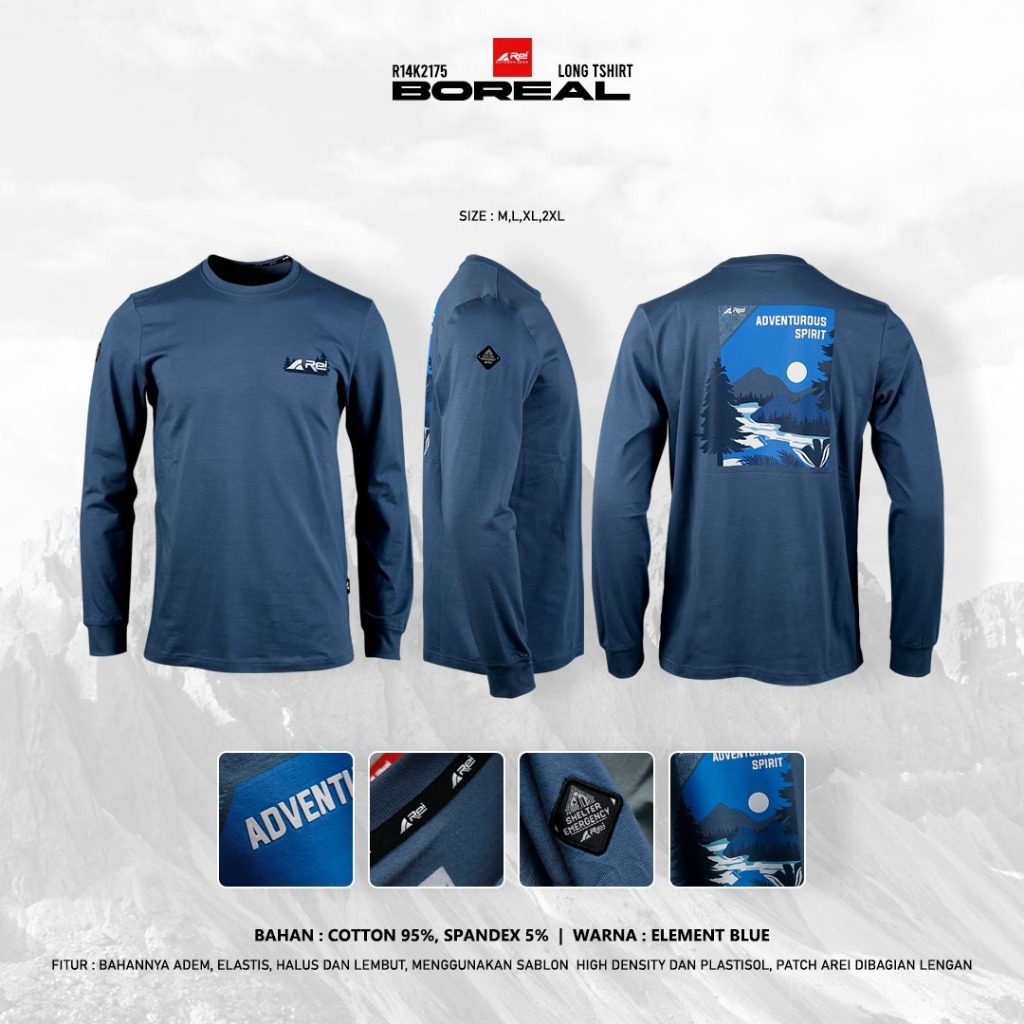 Jual Kaos Pria Lengan Panjang Boreal Element Blue Arei Outdoorgear ...