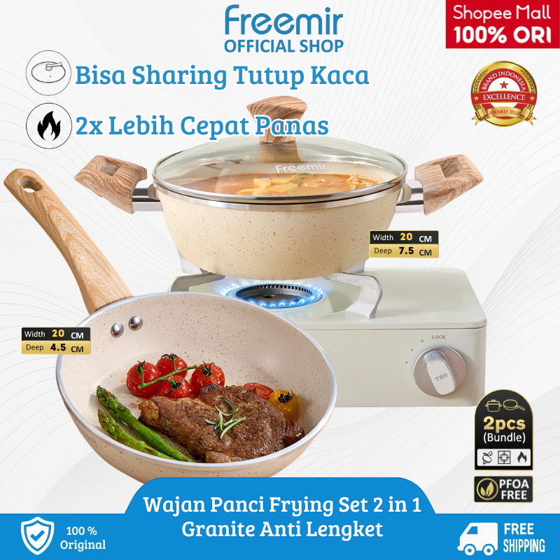 Jual Special Buy 1 Get 1 freemir Wajan Teflon Beige Series 20cm Granite ...