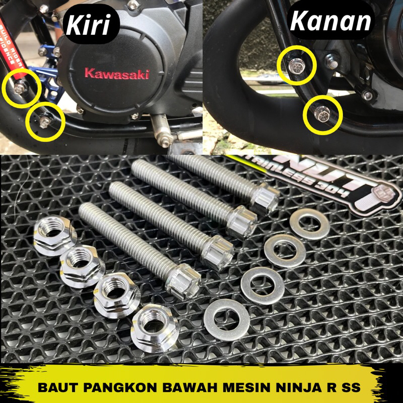 Jual Baut Pangkon Mesin Breket Mounting Mesin Ninja R SS Stainless 2 Kunci Probolt | Shopee ...