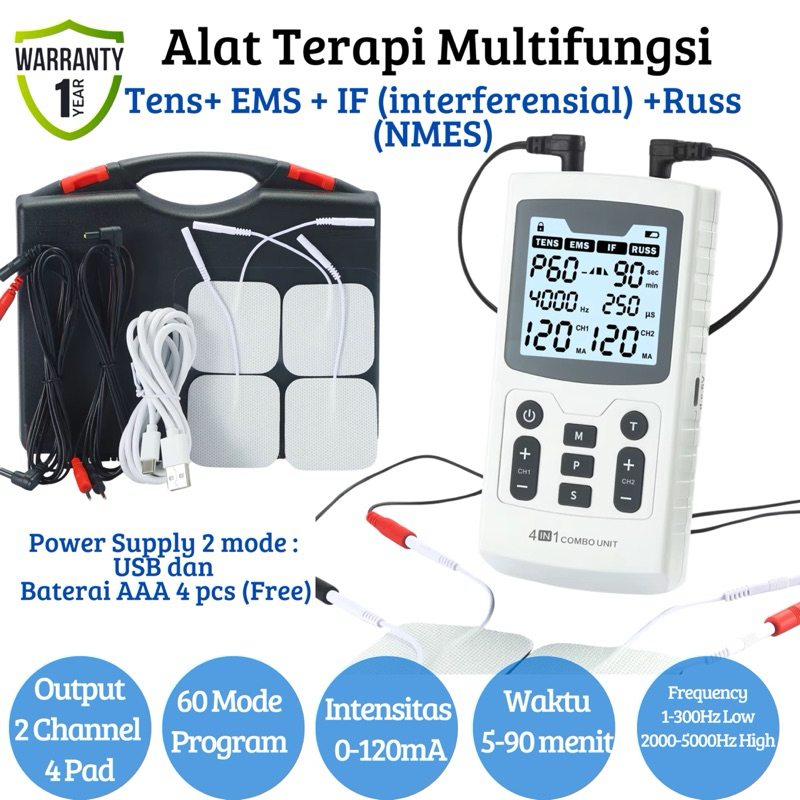 Jual Alat terapi multifungsi TENS+EMS+Interfrensial(IF)+Russian Stimulation/NMES alat electrical ...