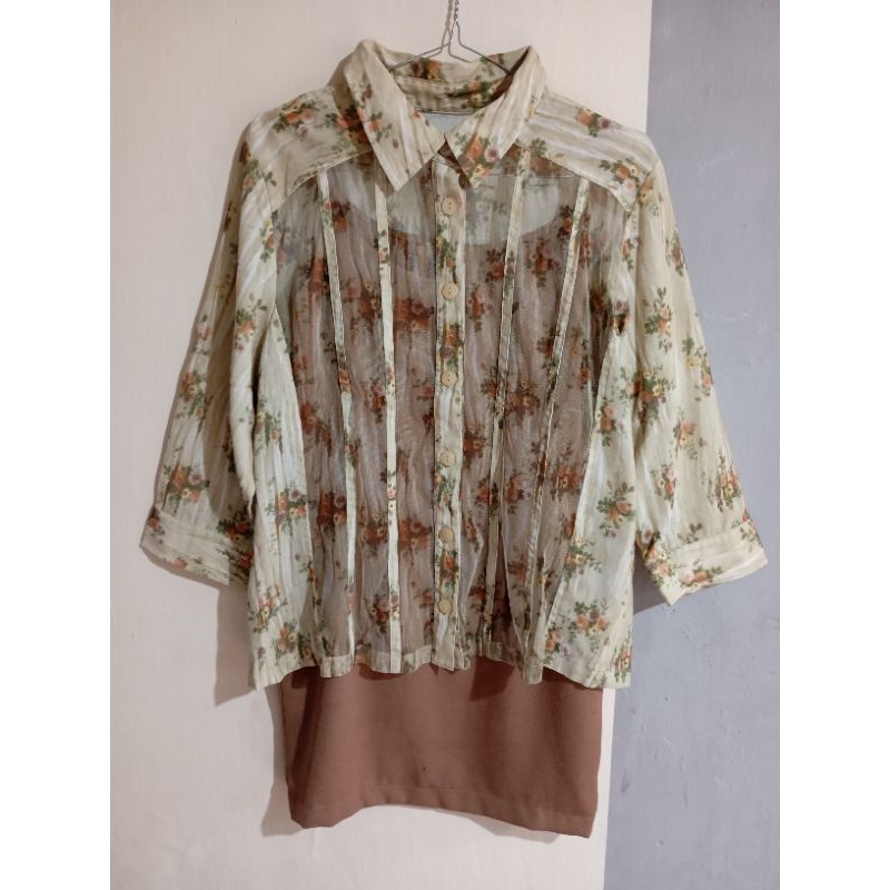 Jual BLOUSE MIX TILE MOTIF BUNGA + TANKTOP DRESS CRINKLE TEBAL (ONE SET ...