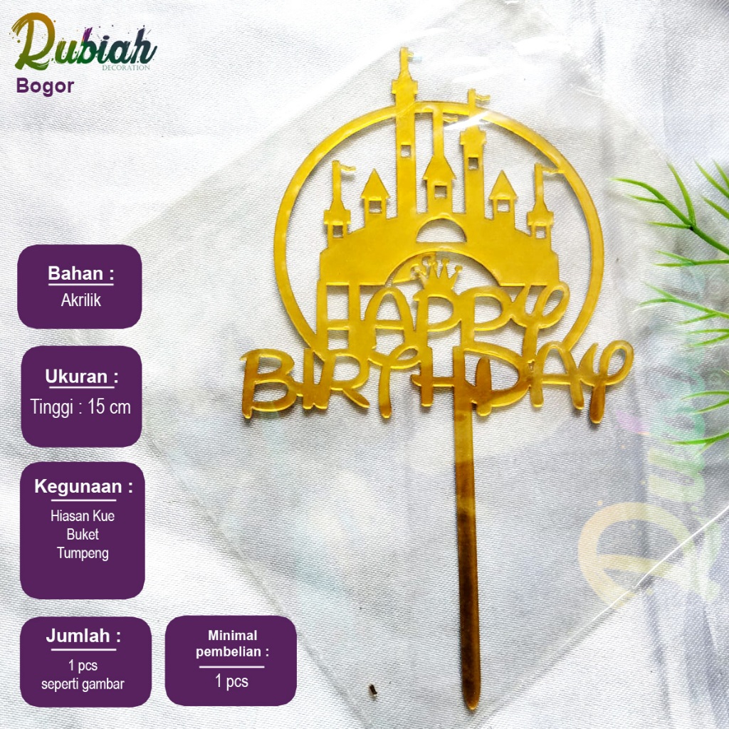 Jual Topper Akrilik Happy Birthday Istana Hiasan kue | Shopee Indonesia