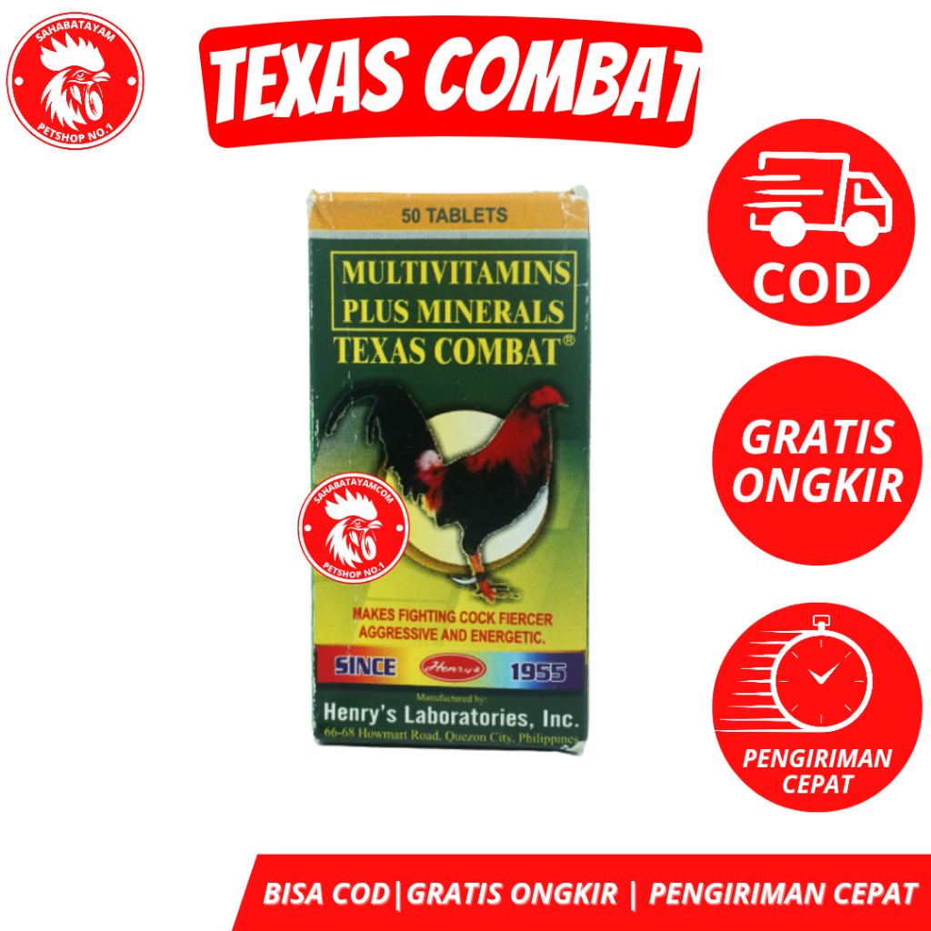 Jual Texas Combat isi 50 Kapsul Suplemen Ayam Aduan Texas Combat Doping ...