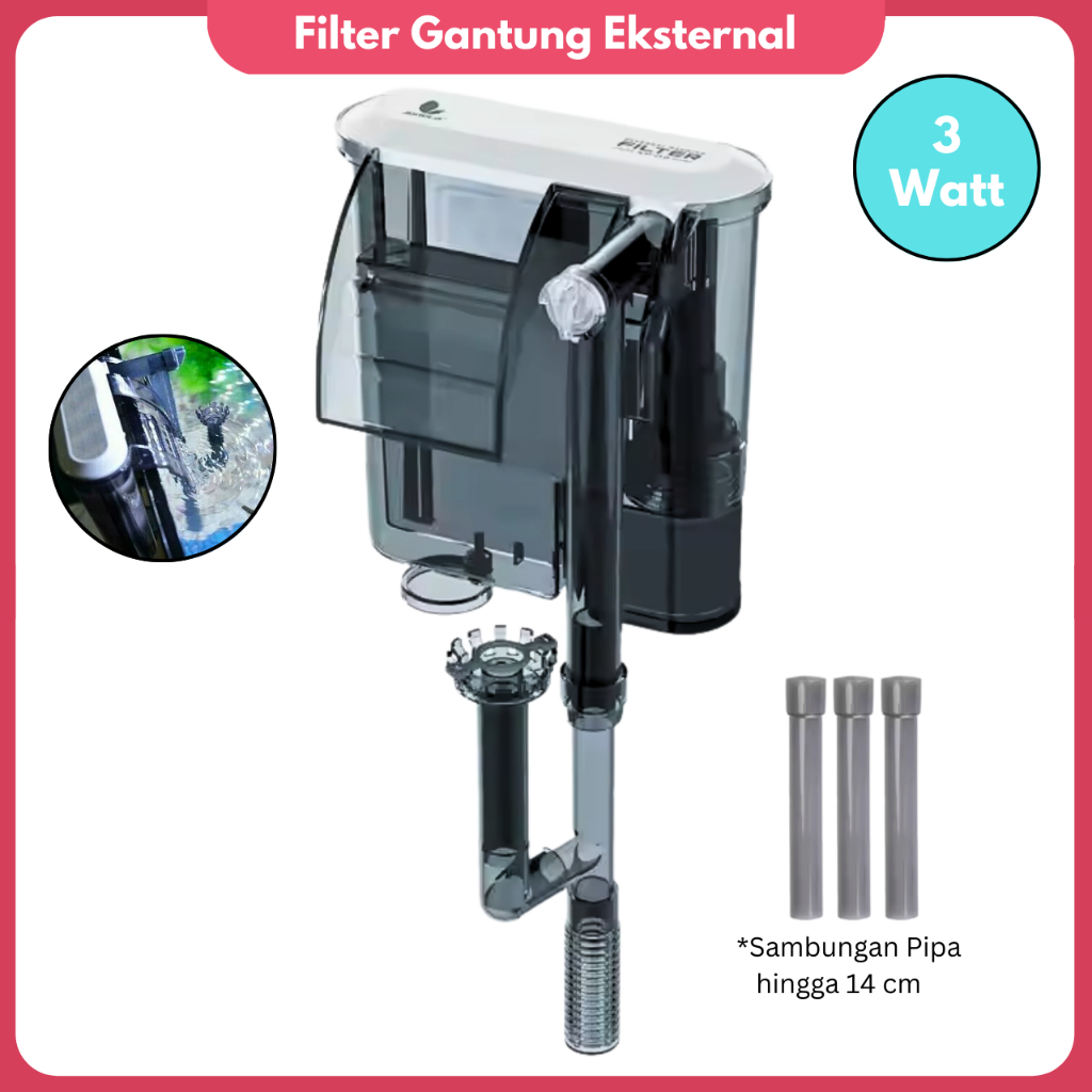 Jual Filter Gantung Akuarium 3W Pompa Filter Eksternal Aquarium Air ...