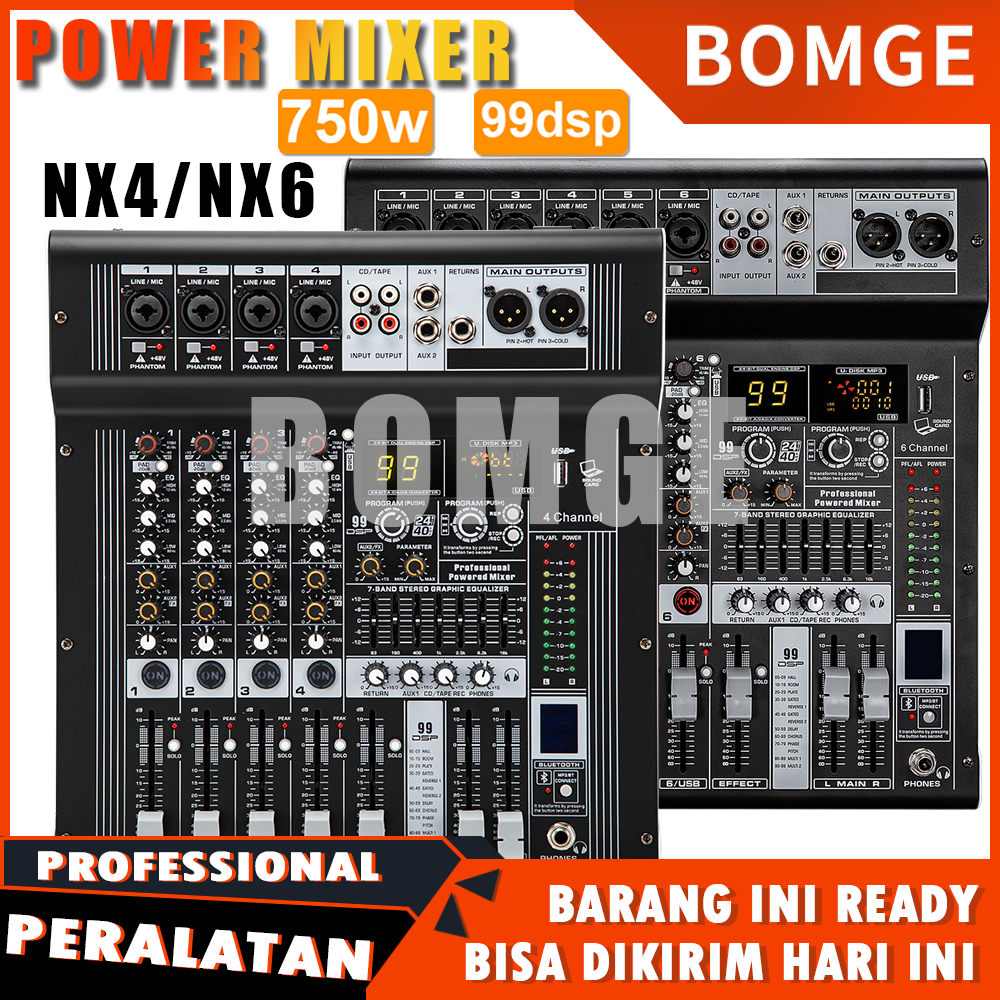 Jual BOMGE NX POWER Mixer Audio Profesional 4/6saluran 750 watt power amplifier * 2 99DSP Layer ...