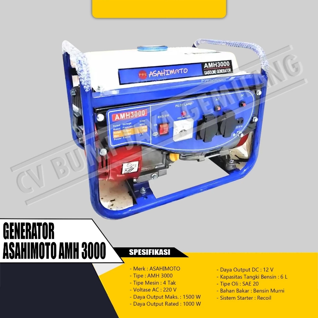Jual MESIN GENSET / GENERATOR ASAHIMOTO AMH 3000 1500-1000 WATT 4 TAK ...