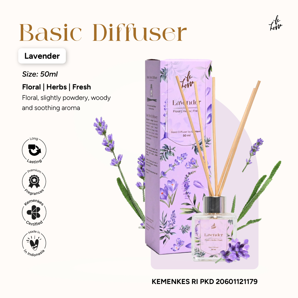 Jual Le Havre - Basic Reed Diffuser 50ml Aroma Lavender (Pengharum Ruangan) | Shopee Indonesia