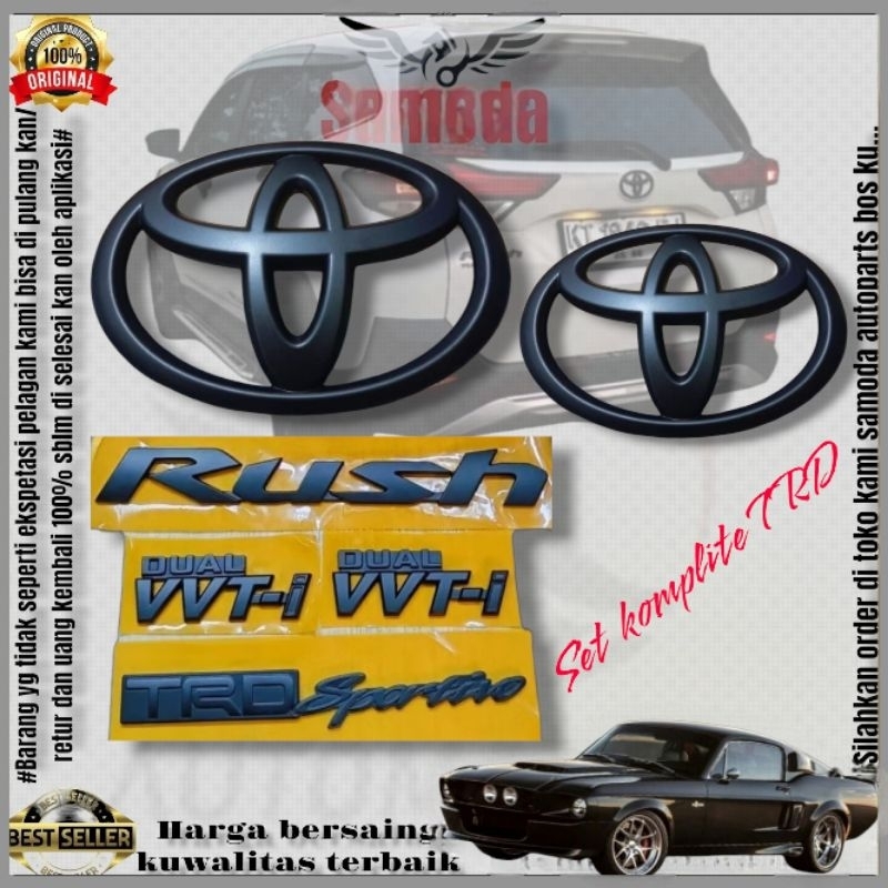 Jual Emblem Logo Toyota Rush TRD Sportivo Set Komplite Custom Black ...