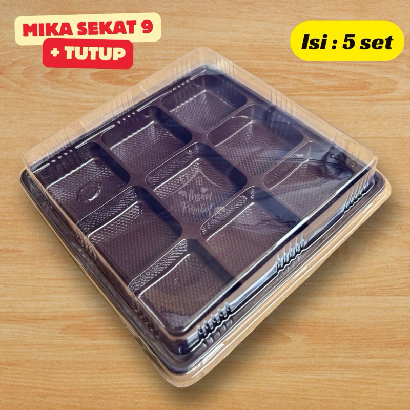 Jual (ISI 5 SET) Mika Tray Sekat 9 + TUTUP / Mika Puding Mini / Mika Mochi Mooncake | Shopee ...