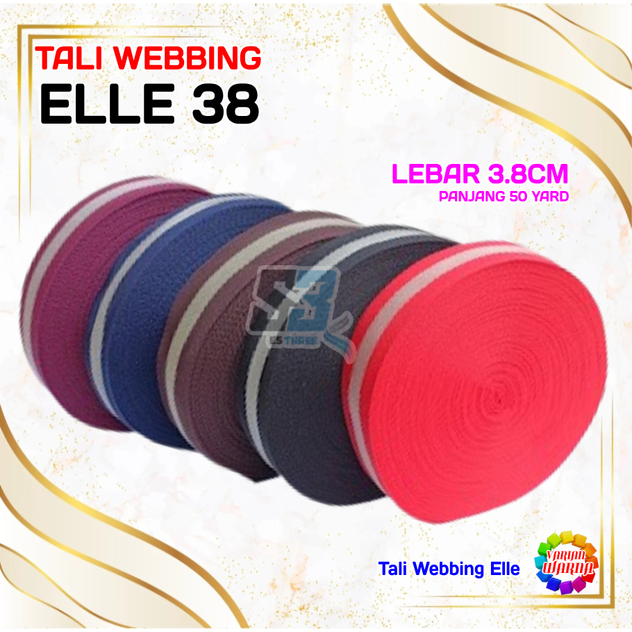 Jual TALI WEBBINGH TAS ELLE 38MM TALI BISBAN WEBBING ISI 50 YARD WARNA ...