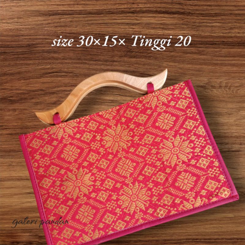 Jual Tas Wanita tenun songket Jinjing Kayu / Tas Songket Handle kayu ...