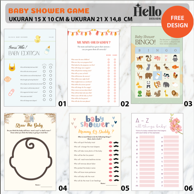 Jual (FREE CUSTOM) Baby Shower Game / Permainan Bridal Shower | Shopee ...
