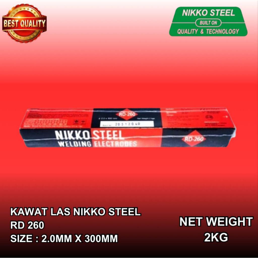 Jual Kawat Las Listrik Welding Electrodes Nikko Steel RD 260 Size 2mmx300mm isi 2kg | Shopee ...