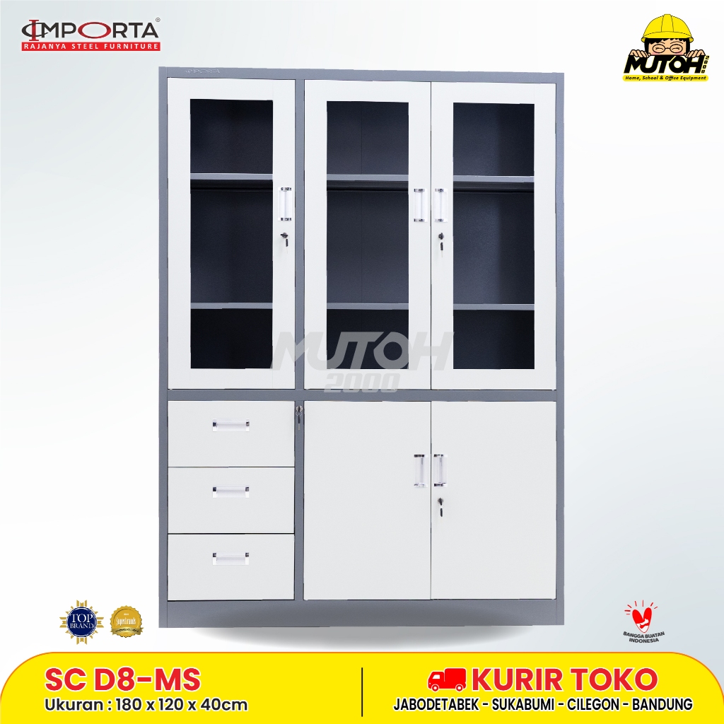 Jual lemari arsip besi IMPORTA SC-D8 MS 3 Pintu Swing Kombinasi 3 Laci ...