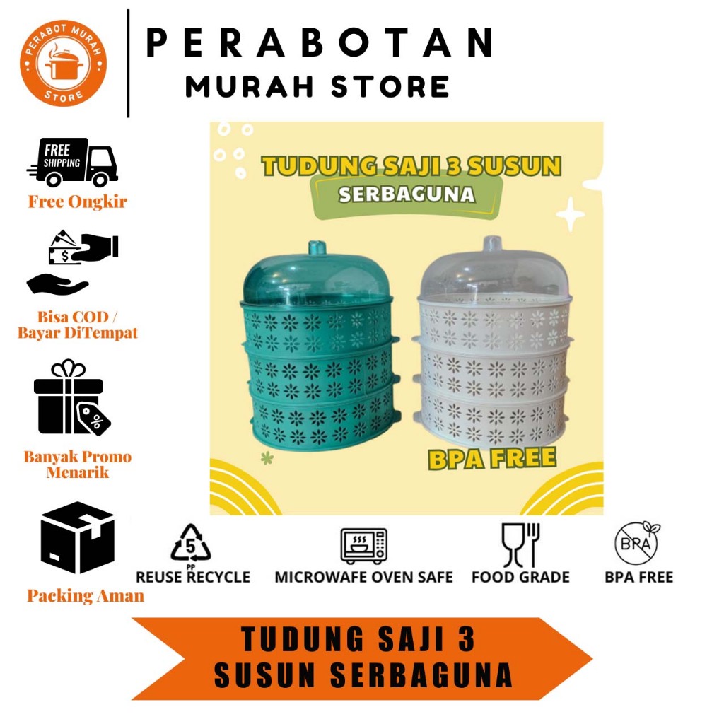 Jual PM - Food Rack Storage Tudung Saji Rantang Sayur Makanan 3 Susun ...
