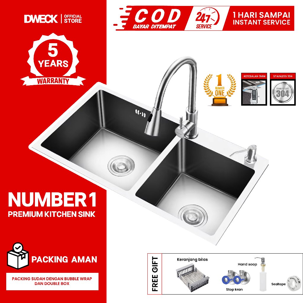 Jual DWECK - Stainless Steel Kitchen Sink Bak Cuci Piring Wastafel ...