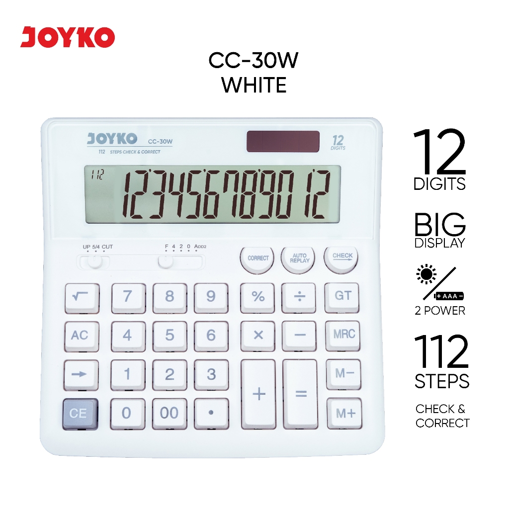 Jual Calculator Kalkulator Joyko CC-30W 12 Digits Check Correct ...