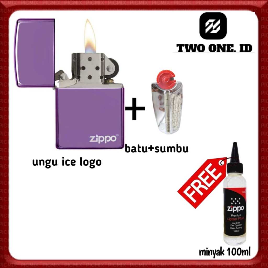 Jual TWO_ONE.ID | Promo Termurah Korek Api zipo Ungu Ice Logo Kilap ...