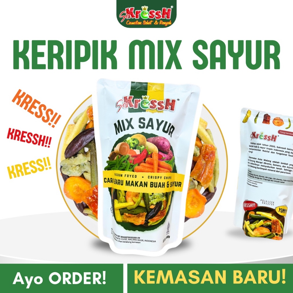 Jual KERIPIK SAYUR MIX SOKRESSH FOIL 100gr | Shopee Indonesia