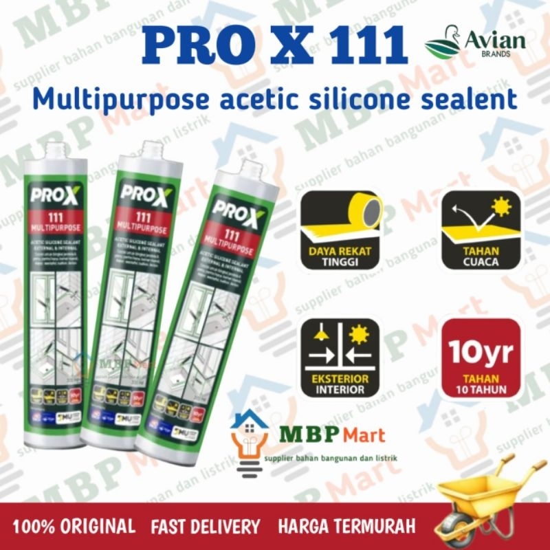 Jual PRO X 111 lem kaca sealant silicone 300 ml sealen tabung silen ...